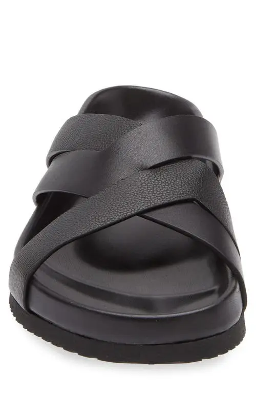 TOM FORD Crisscross Leather Slide Sandal - Black