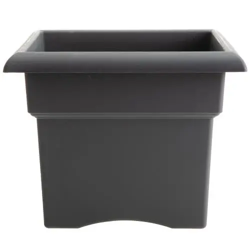 BLOEM Veranda Square Deck Box Planter 18",charcoal, Matte Finish