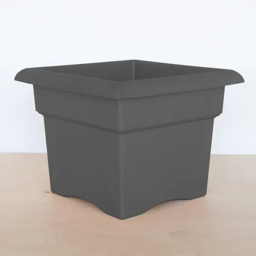 BLOEM Veranda Square Deck Box Planter 18",charcoal, Matte Finish