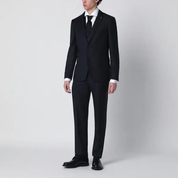 Tagliatore Single-breasted Navy Wool Suit - Blue