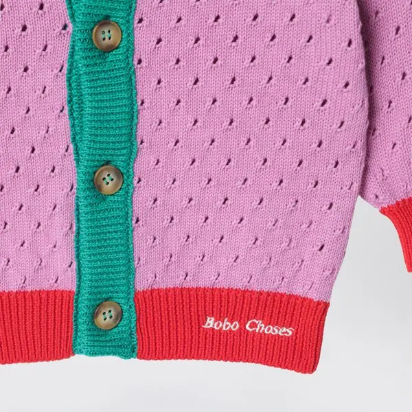 BOBO CHOSES Color-block Openwork Cardigan