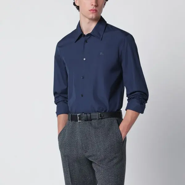 Burberry Cotton Shirt With Ekd - Blue