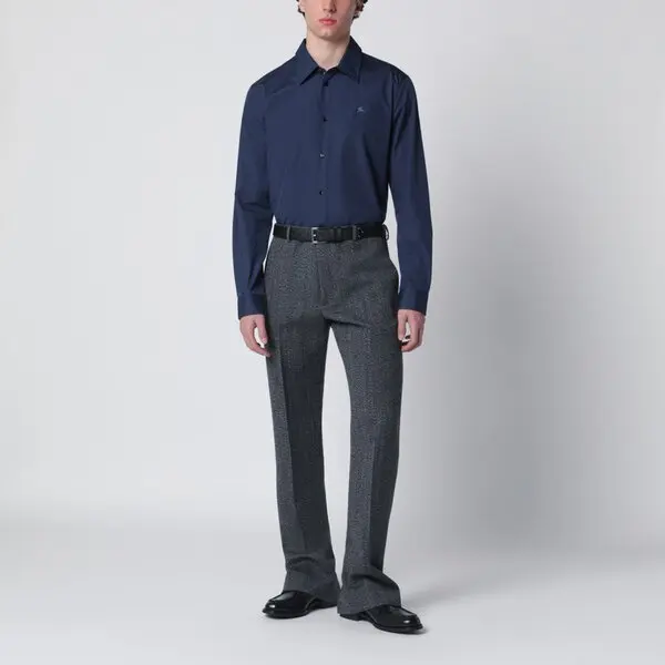 Burberry Cotton Shirt With Ekd - Blue