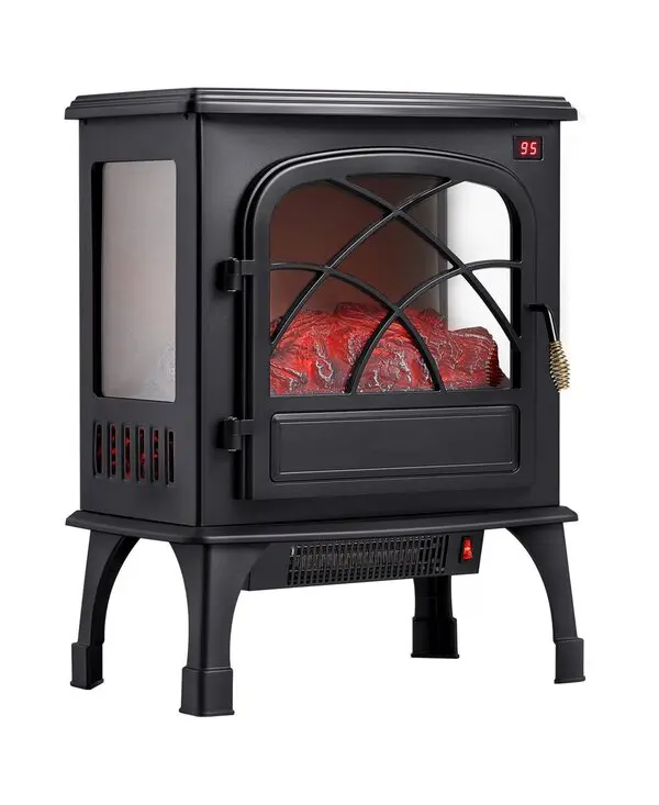 SUGIFT 25.5" Freestanding Electric Fireplace Stove Heater 1500w With Remote - Black