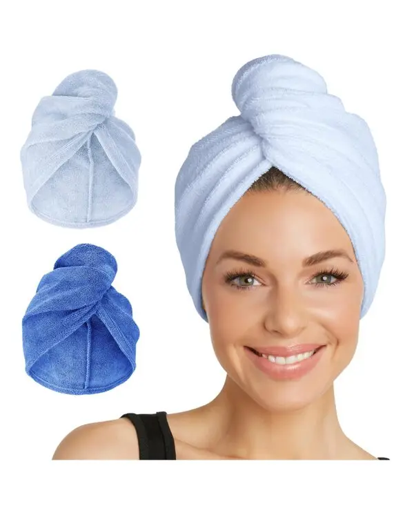 TURBIE TWIST Microfiber Hair Towel 2-pack - Light Blue  Dark Blue