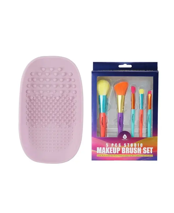 PURSONIC Studio Makeup Brush Set & Silicone Beauty Brush Cleaning Tool - No Color