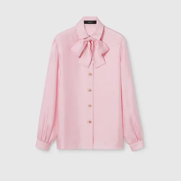 Gucci Silk Twill Shirt With Bow