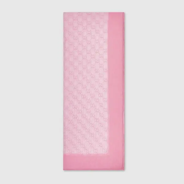 Gucci Printed Silk Chiffon Stole Fabric - Pink