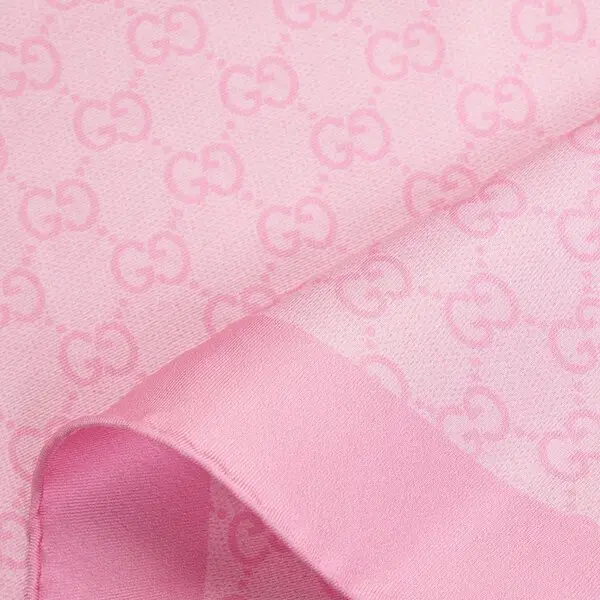 Gucci Printed Silk Twill Diamond Scarf Silk - Pink