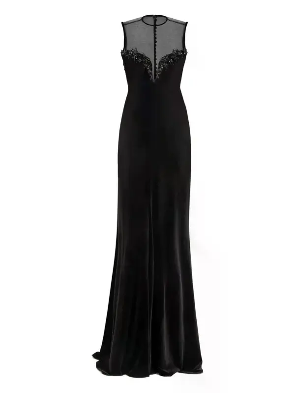 GEMY MAALOUF Bead-embellished Velvet Dress - Black