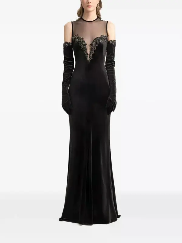 GEMY MAALOUF Bead-embellished Velvet Dress