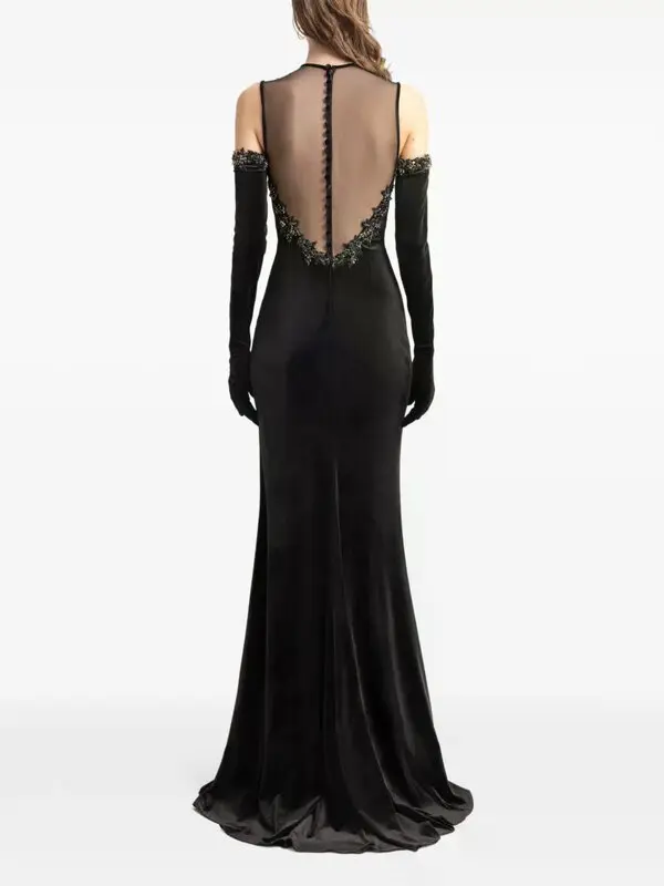 GEMY MAALOUF Bead-embellished Velvet Dress