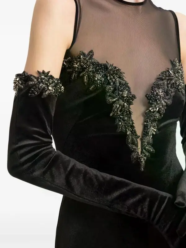 GEMY MAALOUF Bead-embellished Velvet Dress