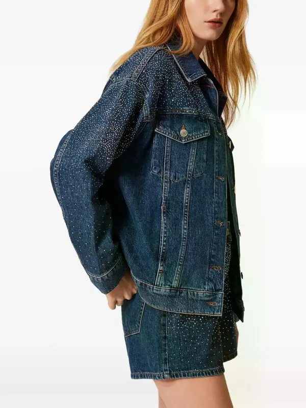 TWINSET Rhinestone Embellished Denim Jacket