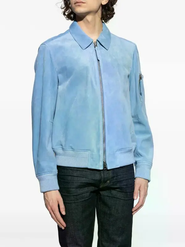 TOM FORD Zipped Suede Bomber Jacket - Blue
