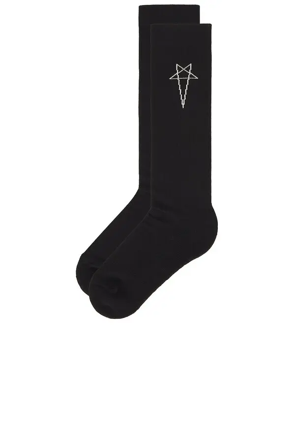 Rick Owens Pentagram Knee High Socks - Black & Pearl