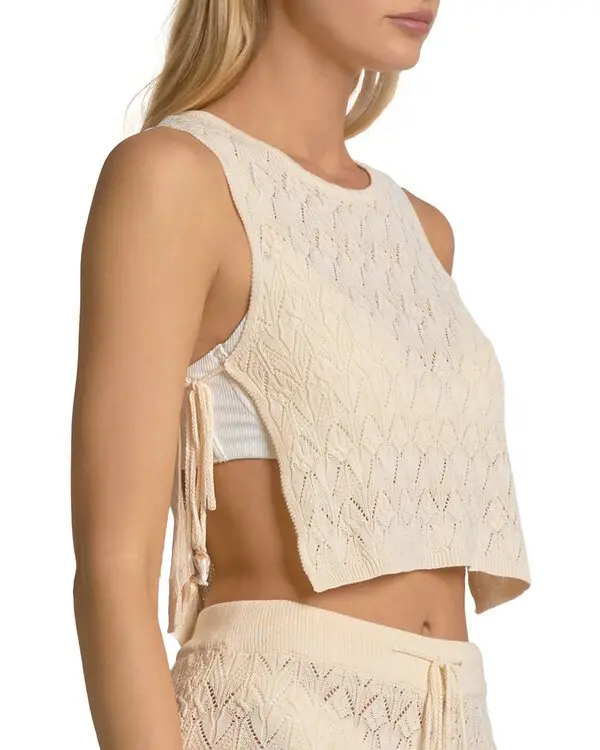 Elan Pointelle Knit Top Swim Cover-up - Natural