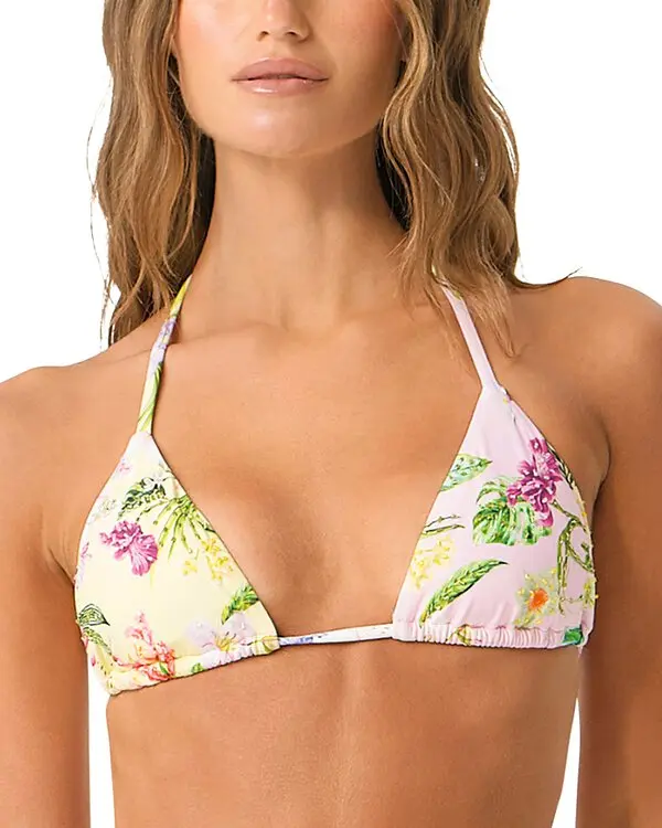 PQ Embroidered Triangle Bikini Top - Paradise Bloom