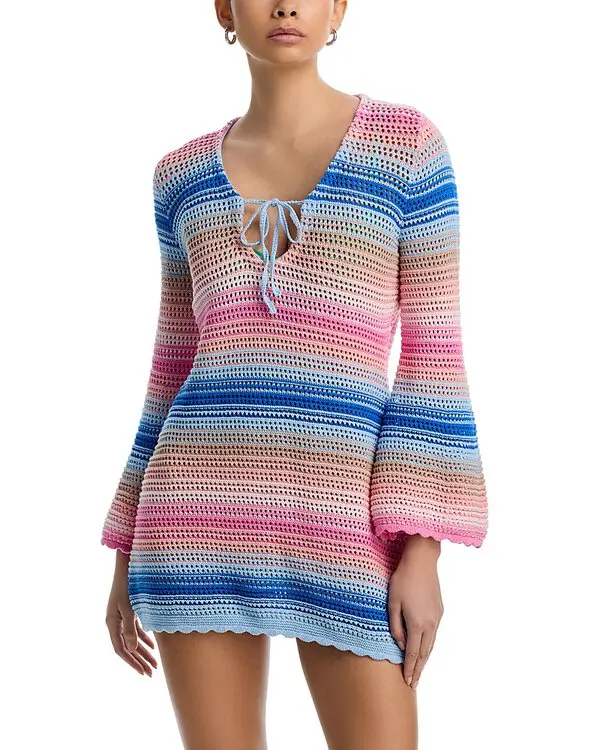 PQ SWIM Crocheted Tunic Dress - Blueberry