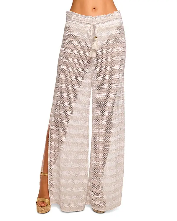 Ramy Brook Swirl Glora Cover Up Pants - White Metallic Zigzag