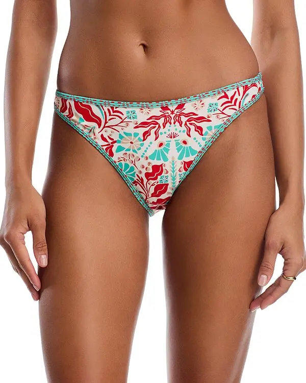 Ramy Brook Isla Printed Bikini Bottom - Flame Combo