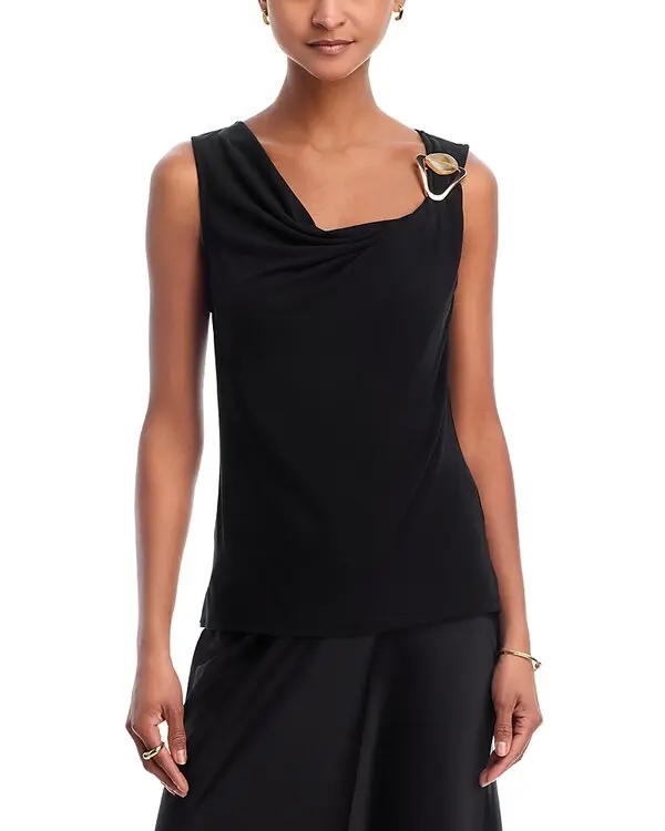 Aqua Jersey Hardware Sleeveless Top - Black