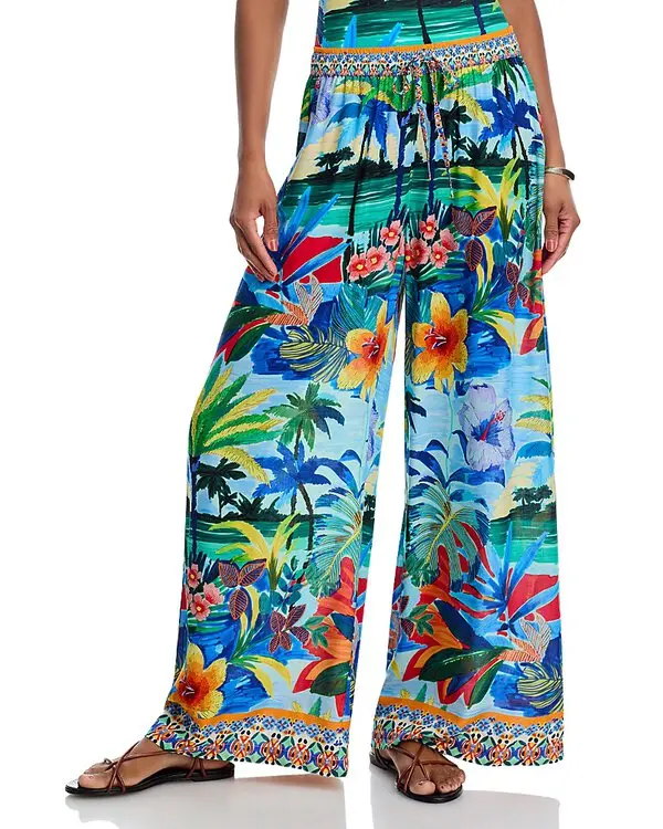 Johnny Was Wide-leg Swim Cover-up Pants - Paradis