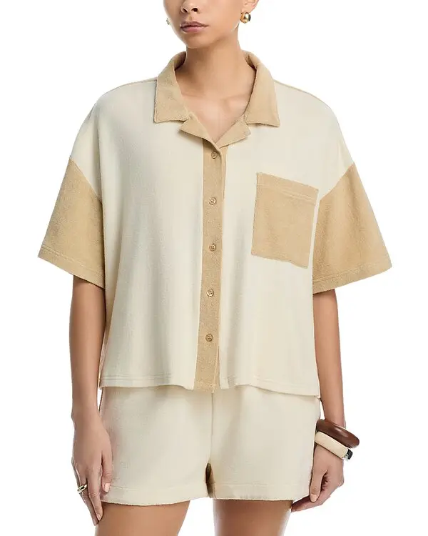 Echo Terry Camp Shirt Swim Cover-up - Cream