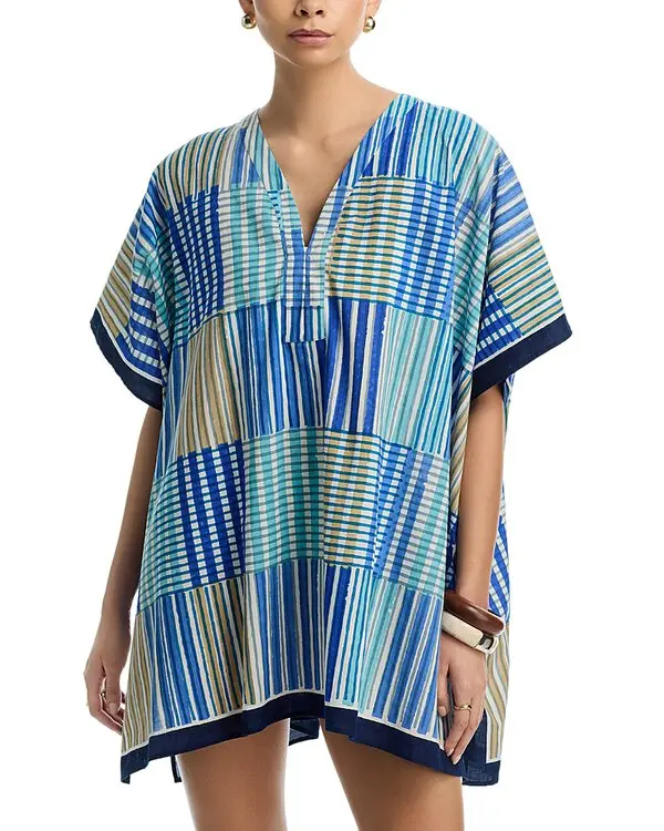 Echo Stripe Illusion Caftan Swim Cover-up - Ultramarine