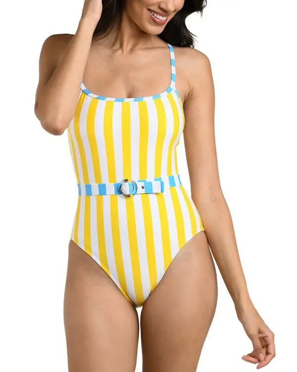 La Blanca Coastal Belted One-piece Swimsuit