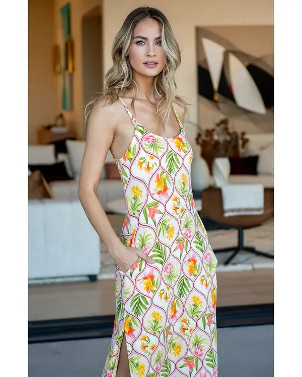 La Blanca Palm Raffia Ring Dress - Multi