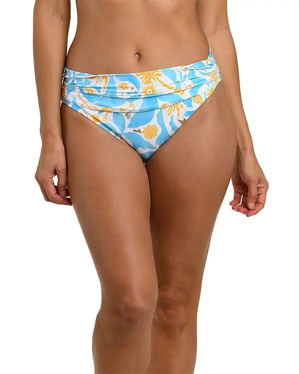 La Blanca Trinket Shirred Hipster Bikini Bottoms - Sky