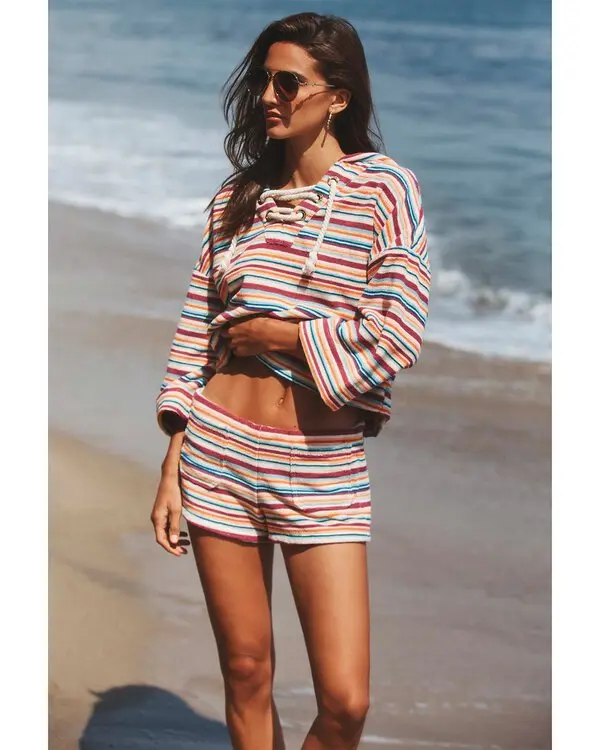 L'Agence Amiya Stripe Cover-up Shorts