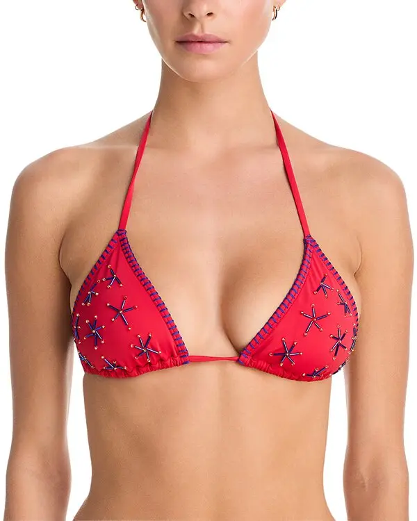 Staud Lido Triangle Bikini Top - Painted Foulard