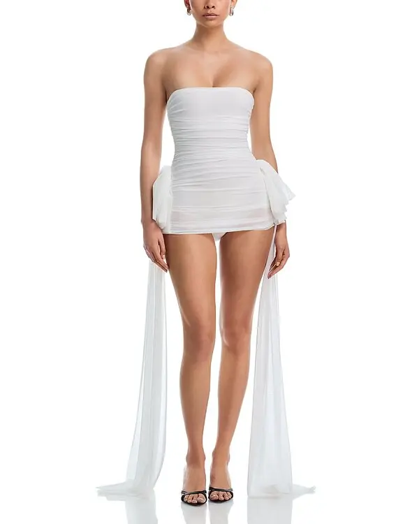 Norma Kamali Strapless Bill Pickleball Dress Swim Cover-up - Snow White