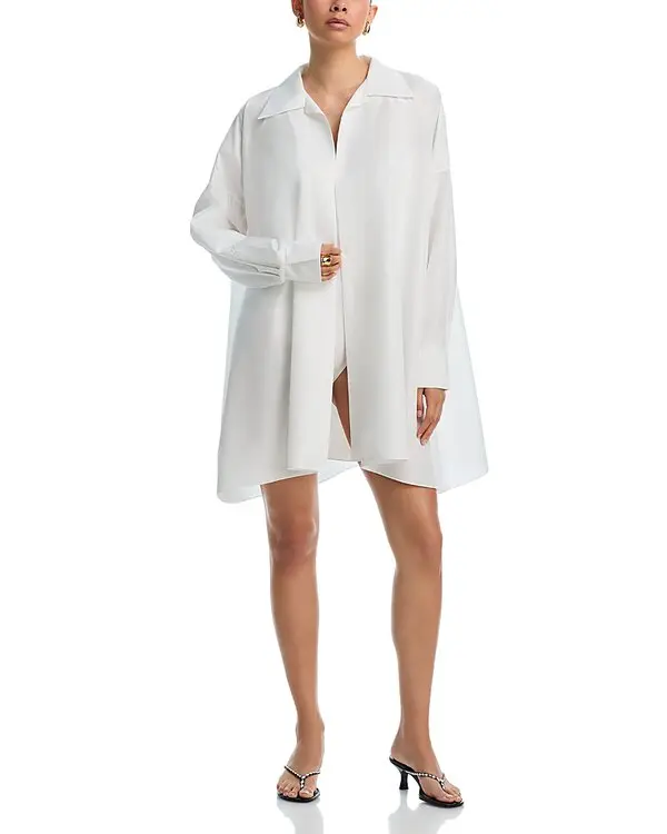 Norma Kamali Super Oversized Shirt Dress Swim Cover-up - Snow White