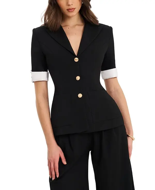 MISS CIRCLE NEW YORK Short Sleeve Blazer With Contrasting Cuffs