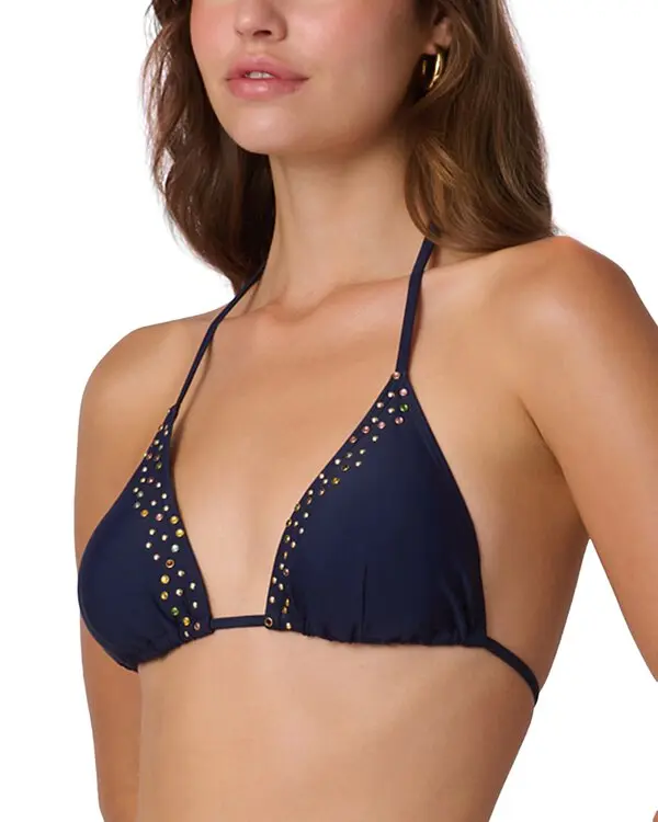 Shoshanna Embellished Triangle Bikini Top - Navy