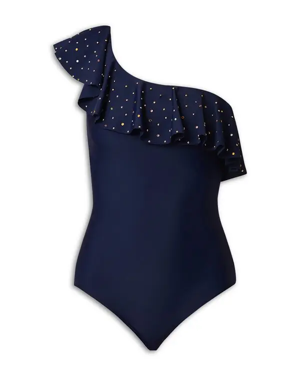 Shoshanna Embellished One-shoulder One Piece Swimsuit