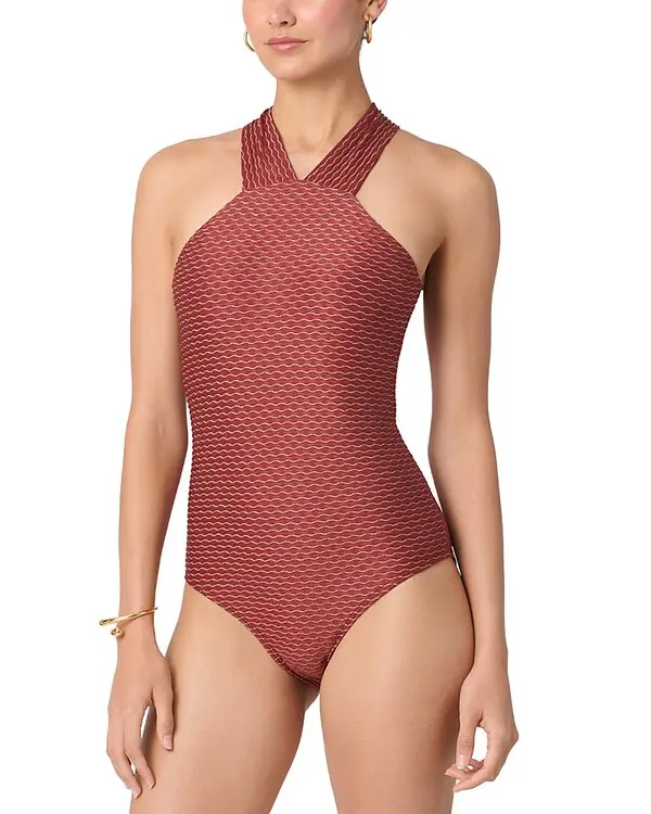 Shoshanna High Neck One-piece Swimsuit - Cinnamon/gold