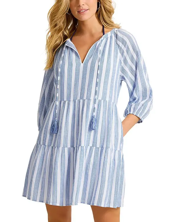 Tommy Bahama Bali Breeze Tiered Mini Dress - Victoria Blue