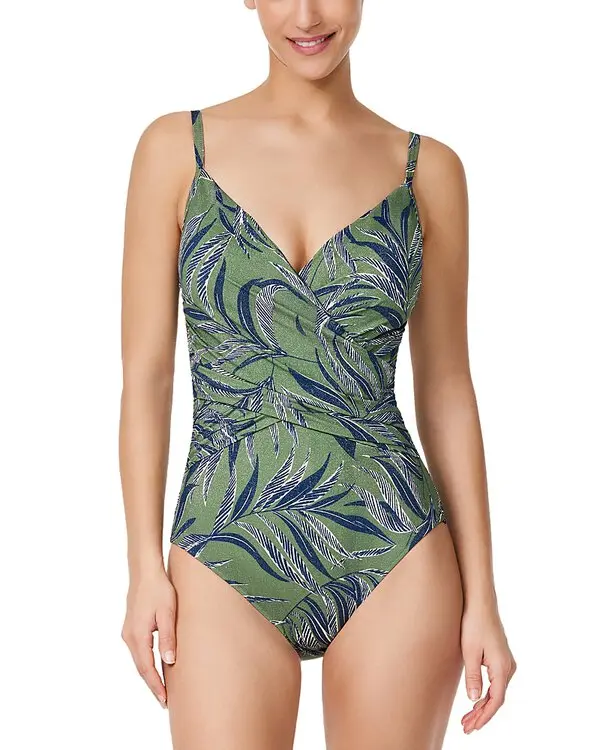 GOTTEX La Palm Crossover Neck One-piece Swimsuit - Dusk Green
