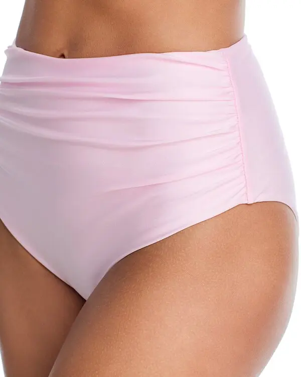 Simkhai Teya High-waisted Ruched Bikini Bottom - Tulip