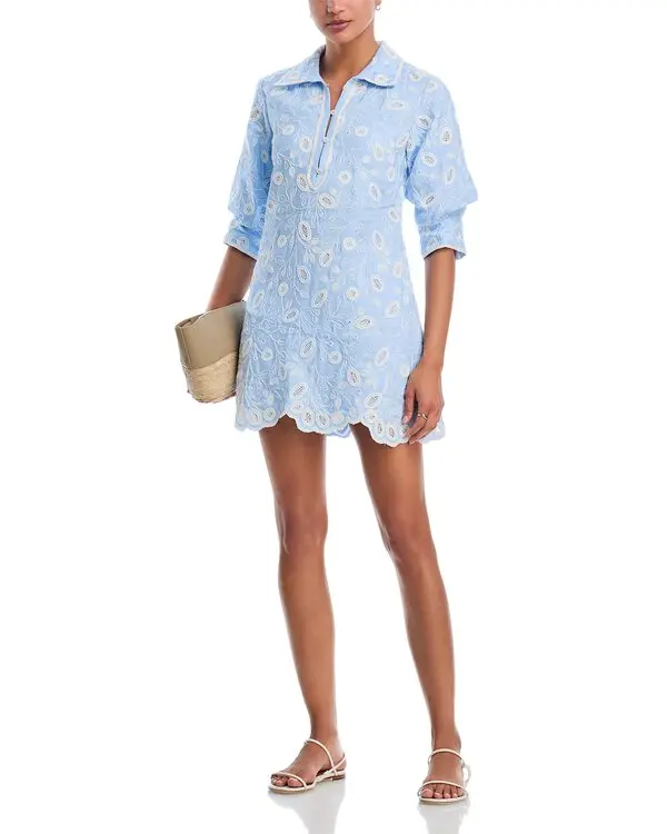 Simkhai Freya Embroidered Linen Mini Dress