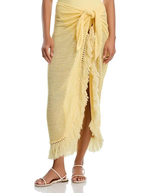 Simkhai Katerina Knit Wrap Midi Skirt Swim Cover-up - Buttercream