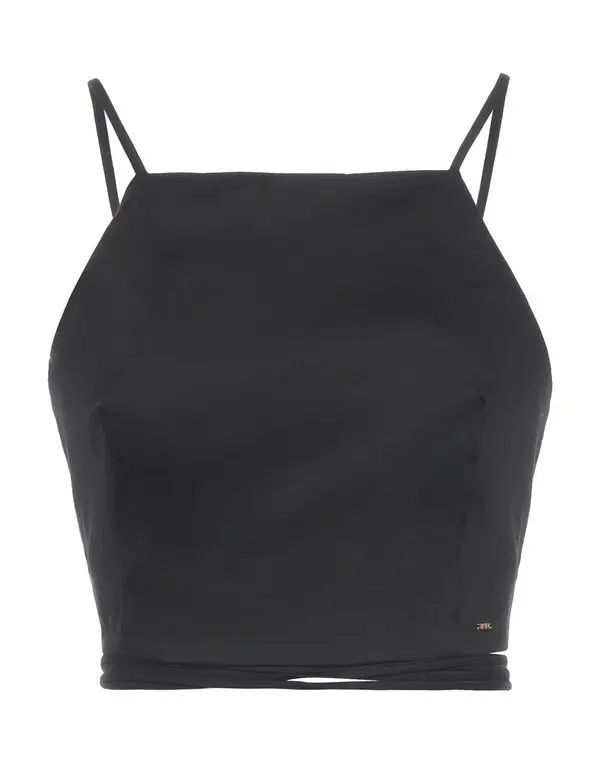 Pinko Poplin Crop Top With Brand Logo