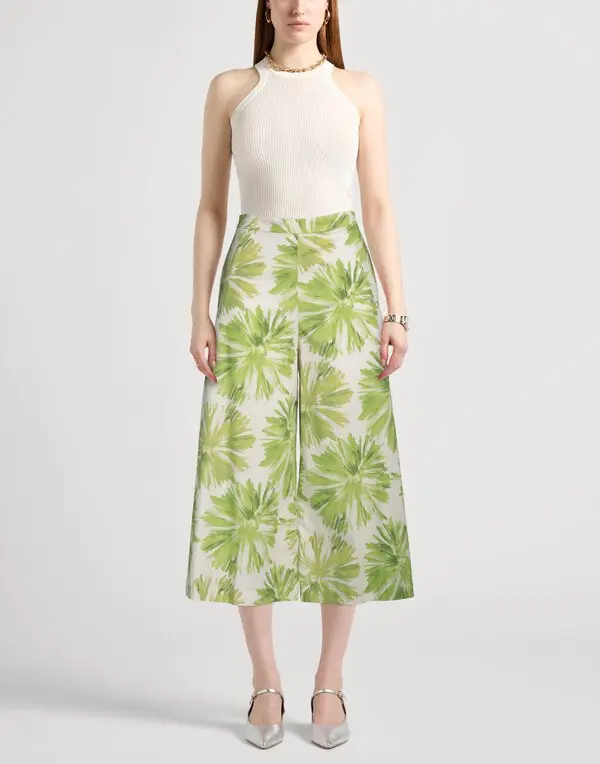 Liviana Conti Floral Print Wide-leg Cropped Pants