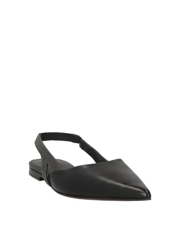 Brunello Cucinelli Leather Slingback Ballet Flats