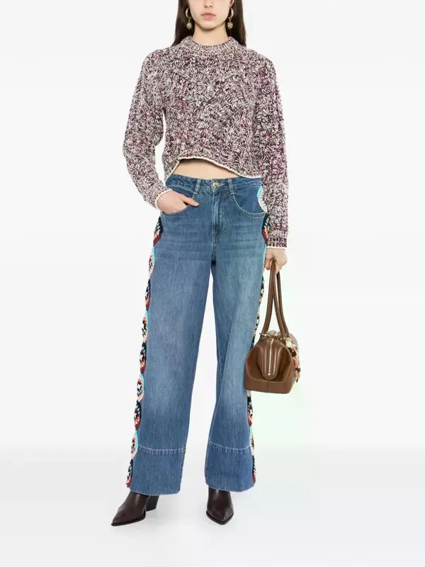 Farm Rio Crochet-embellished Straight Leg Jeans