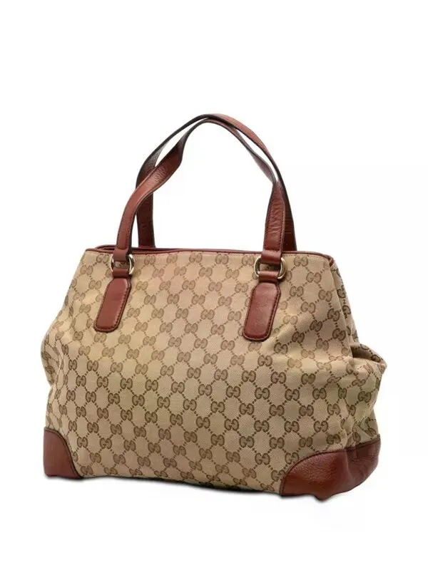 Gucci Gg Canvas Web Dressage Tote Bag - Brown